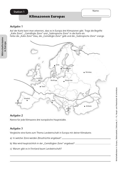 Klimazonen Europas Arbeitsblatt Rebe