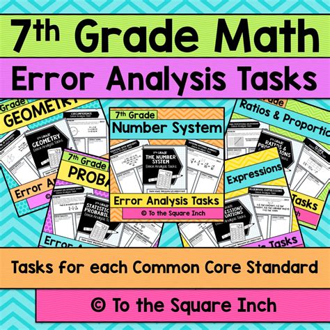7th grade math error analysis bundle to the square inch
