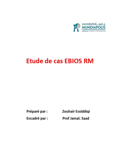Etude De Cas Ebios Rm Exam Final Pdf Serveur Informatique Sécurité