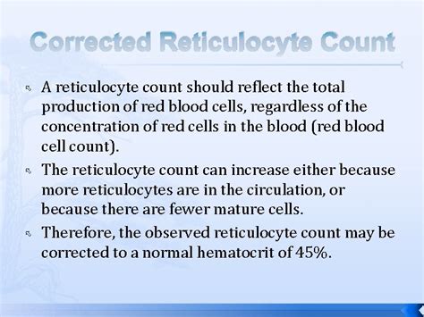 Reticulocyte Count Reticulocytes 1 2 3 4 5