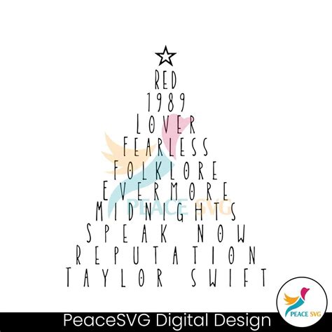 Christmas Tree Taylor Albums Swiftmas Svg Cricut Files Peacesvg