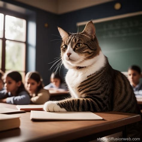 Cat Teaching Math Class Stable Diffusion Online