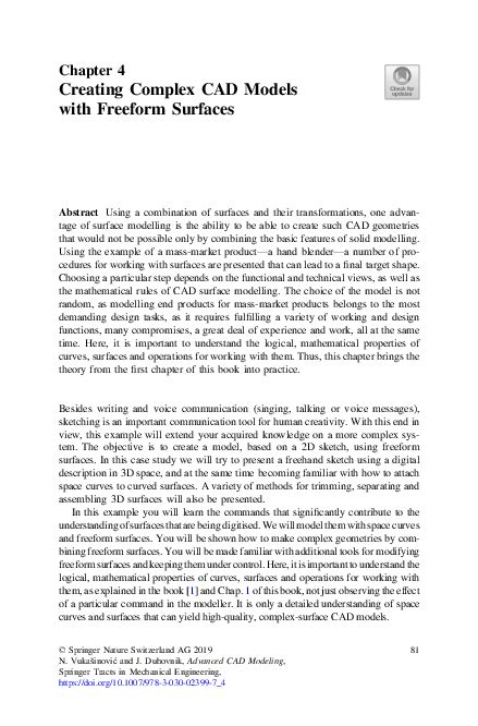 Pdf Creating Complex Cad Models With Freeform Surfaces