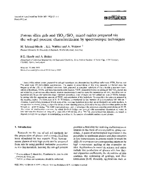 pdf porous silica gels and tio2 sio2 mixed oxides prepared via the