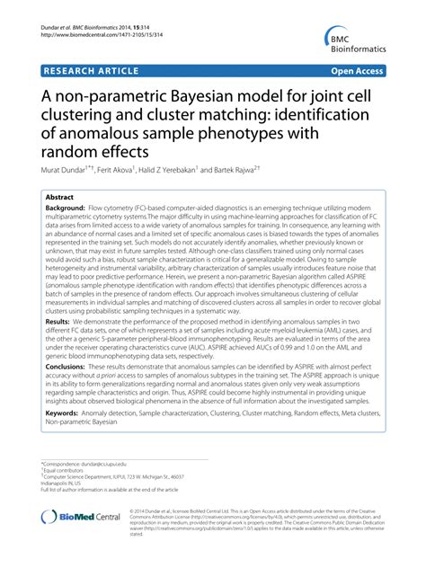 Pdf A Non Parametric Bayesian Model For Joint Cell Clustering And