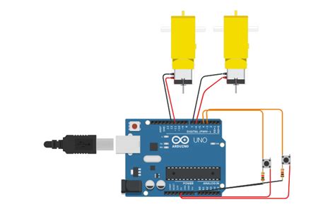 Circuit Design 2 Hobby Motor And 2 Push Button Tinkercad