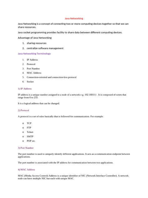 Java Networking Pdf Network Socket Computer Network