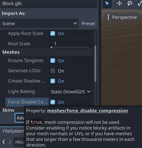 Advanced Mesh Import Dialogue Missing Parameter Tooltips Issue Godotengine Godot GitHub