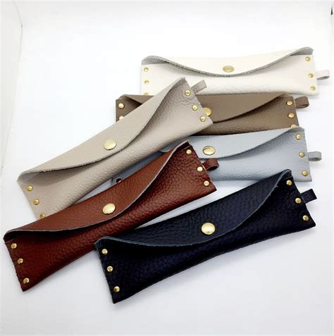Recycled Leather Pencil Case Minimalist Different Colors Handmade In France Etsy In