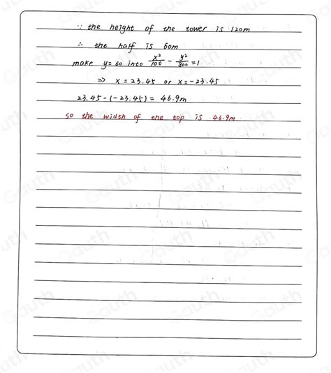 Solved 6 Natural Draft Cooling Towers Are Shaped Like Hyperbolas For More Efficient Cooling Of