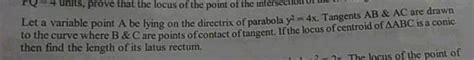 2 Prove That The Locus Of The Point Of The Intersection Let A Variable Point A Be Lying On The