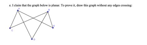 Solved E I Claim That The Graph Below Is Planar To Prove