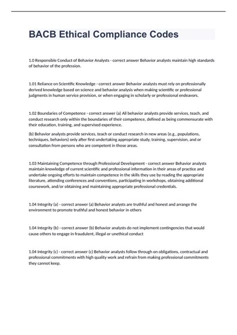 Bacb Ethical Compliance Codes Question And Answers Already Passed 2023 2024 Bacb Stuvia Us