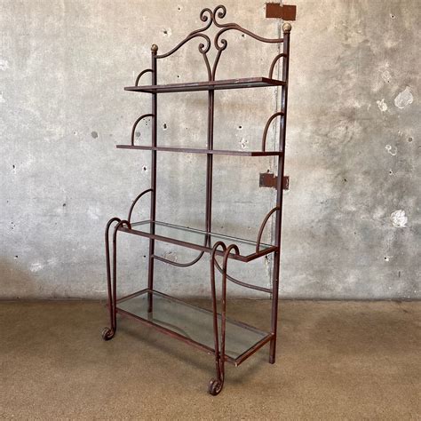 Rustic Vintage Mexican Wrought Iron And Four Glass Shelf Urban