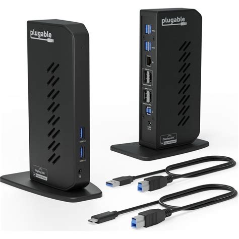 Plugable Usb 3 0 And Usb C Dual 4k Display Docking Station With Displayport And Hdmi For Windows