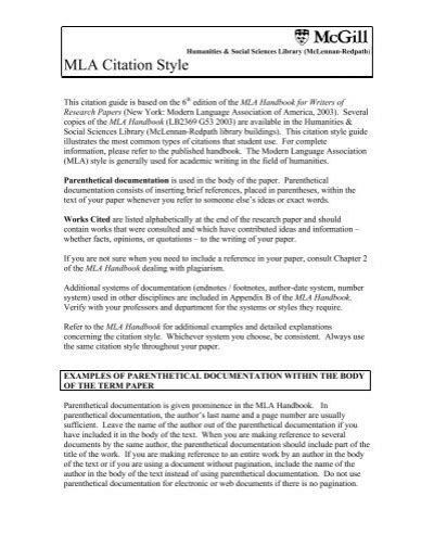 MLA Citation Style
