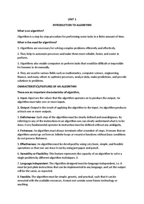 Unit 1 Bca V Sem Bnu Notes Unit 1 Introduction To Algorithm What