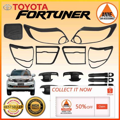 Toyota Fortuner 2012 2013 2014 2015 Garnish Cover Set Black Chrome