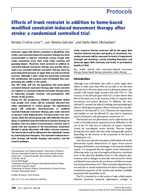 Pdf Effects Of Trunk Restraint In Addition To Home Based Modified