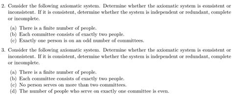 Solved 2 Consider The Following Axiomatic System Determine