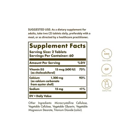 Calcium 600 120 Tablets From Oyster Shell With Vitamin D3 Auroxhealth