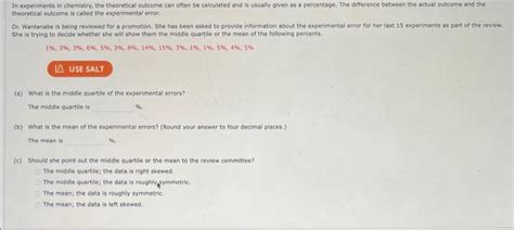 Solved In Experiments In Chemistry The Theoretical Outcome