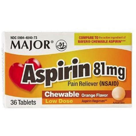 Aspirin 81 mg Chewable Tablets with Orange Flavor — Mountainside ...