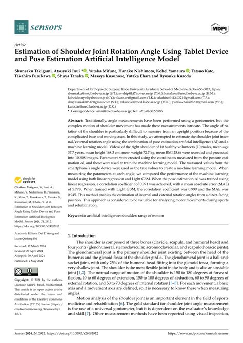 pdf estimation of shoulder joint rotation angle using tablet device