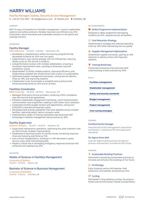Facility Manager Cv Examples And Guide For 2026