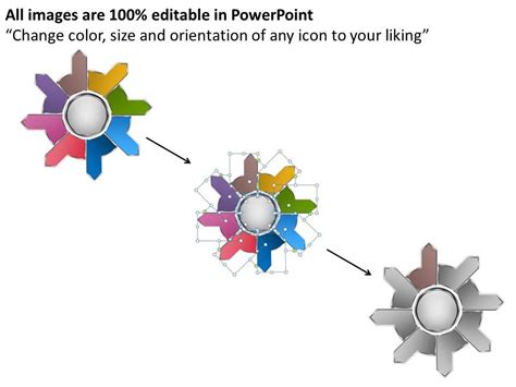 Colorful Diverging Arrows Process Diagram Relative Circular Flow PowerPoint Slides Templates