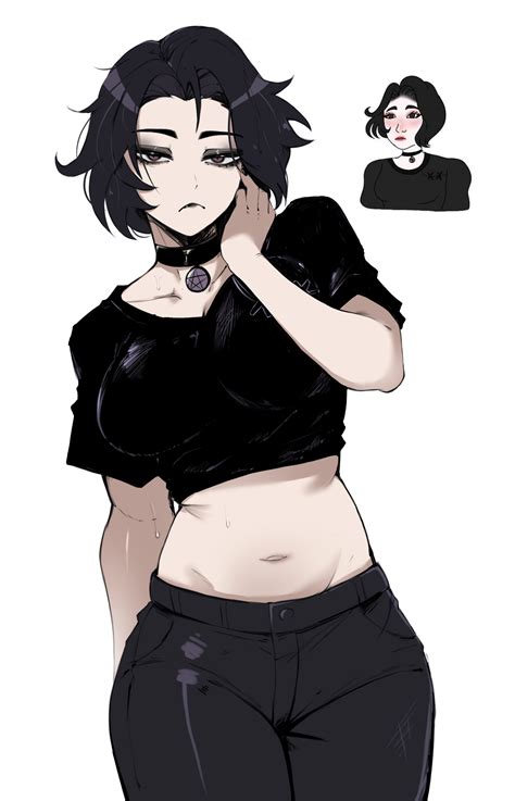 Masoq Doomer Girl Absurdres Highres 1girl Black Hair Black Lips