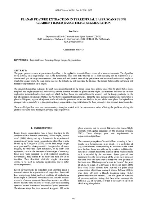 Pdf Planar Feature Extraction In Terrestrial Laser Scans Using