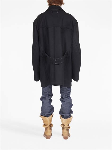 Maison Margiela Oversized Wool Blend Coat In Black Modesens
