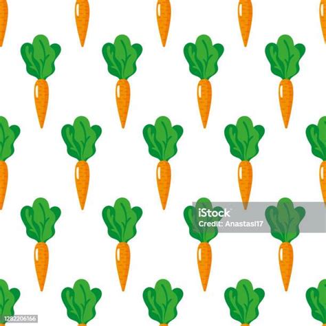 흰색 배경에 분리 된 상판이있는 전체 잘 익은 당근이있는 벡터 매끄러운 패턴 0명에 대한 스톡 벡터 아트 및 기타 이미지 0명 건강한 식생활 녹색 Istock
