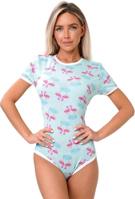 Carve Curve Adult Onesie Snap Crotch Cute Print Short