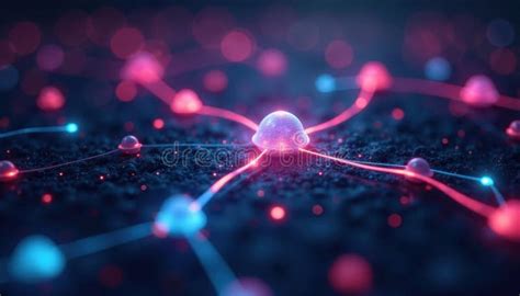 Digital Interconnected Nodes Glowing Streams White Space Communication Futuristic Shine Stock