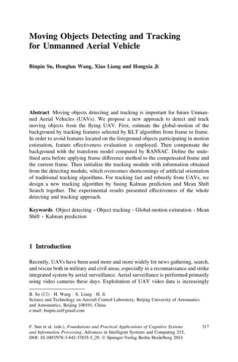 Pdf Moving Objects Detecting And Tracking For Unmanned Aerial Vehicle