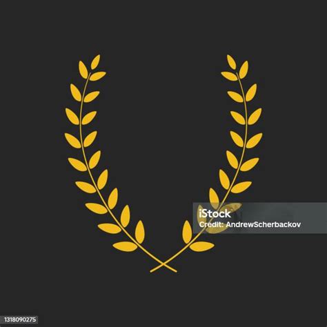 검은 색 배경에 고립 된 황금 월계수 화환 아이콘 벡터 그림입니다 Championship에 대한 스톡 벡터 아트 및 기타 이미지