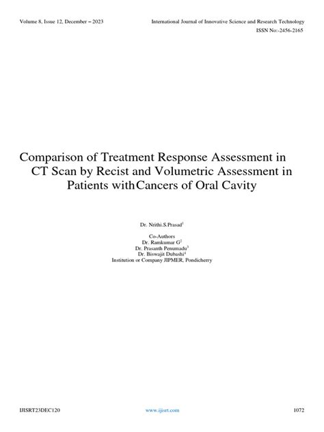 Comparison Of Treatment Response Assessment In Ct Scan By Recist And