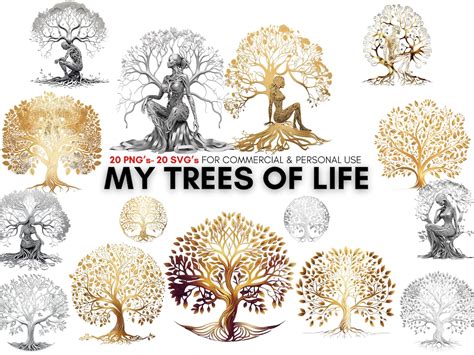 Tree Of Life Svg Tree Of Life Png Silver And Gold Tree Of Life Clipart Etsy