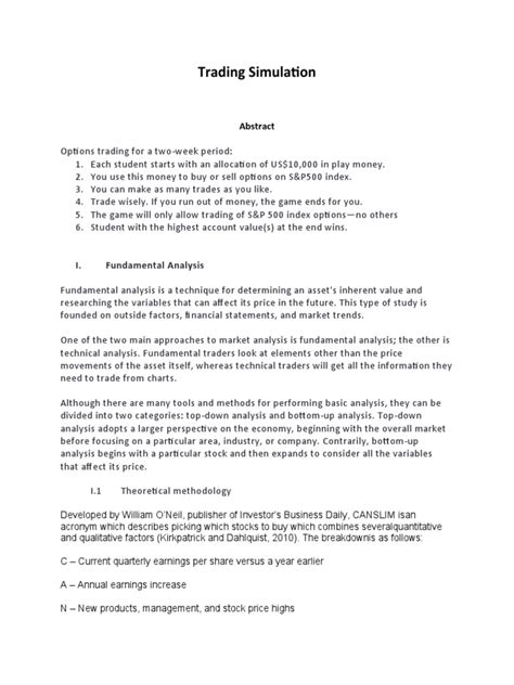 trading simulation pdf technical analysis day trading