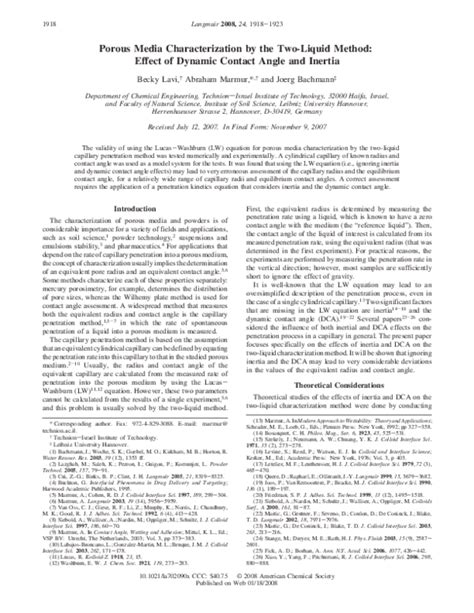 Pdf Porous Media Characterization By The Two Liquid Method Effect Of