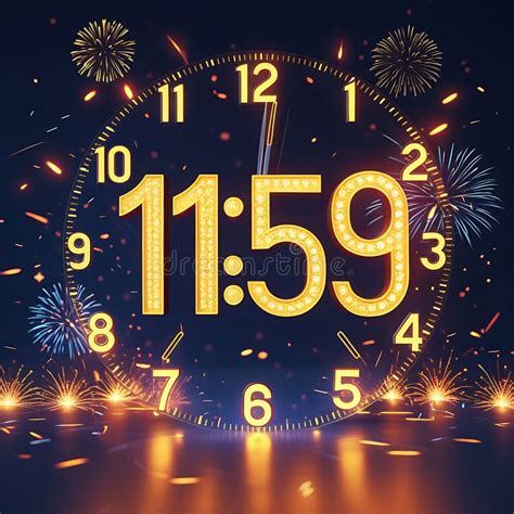 Glowing New Year Countdown Clock With Sparks And Fireworks Stock Illustration Illustration Of