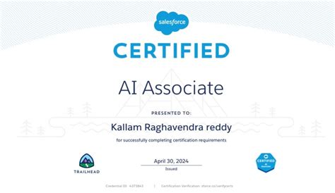 Kallam Raghavendra Reddy On Linkedin Ia Salesforce Certificate Trailhead