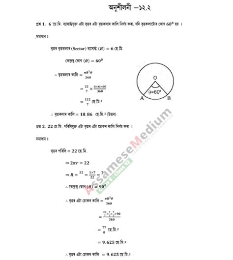 Class 10 Maths Chapter 12 In Assamese বৃত্ত সমন্ধীয় কালি