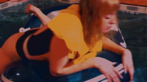 Alla Hotly F A Small Transparent Inflatable Boat In The Pool And Breaks Into The Water And