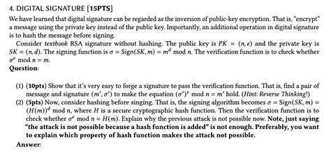 Solved DIGITAL SIGNATURE PTS We Have Learned That Chegg