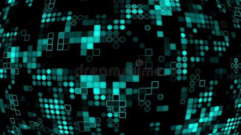 Animated Appearing And Disappearing 2d Red Circles And Squares Digital Background Dark