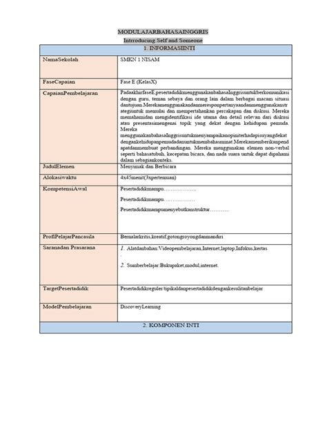 Modul Ajar Introducing Self Pdf