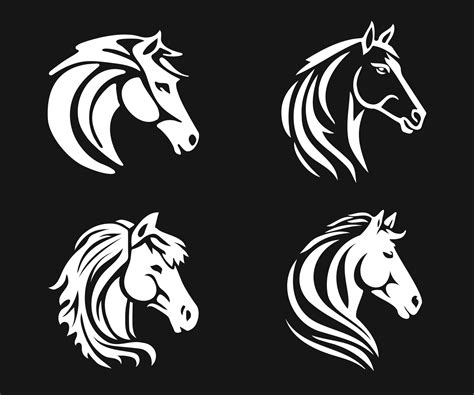 Caballo Cabeza Silueta En Dibujo Línea Diseño Vector Modelo Para Logo